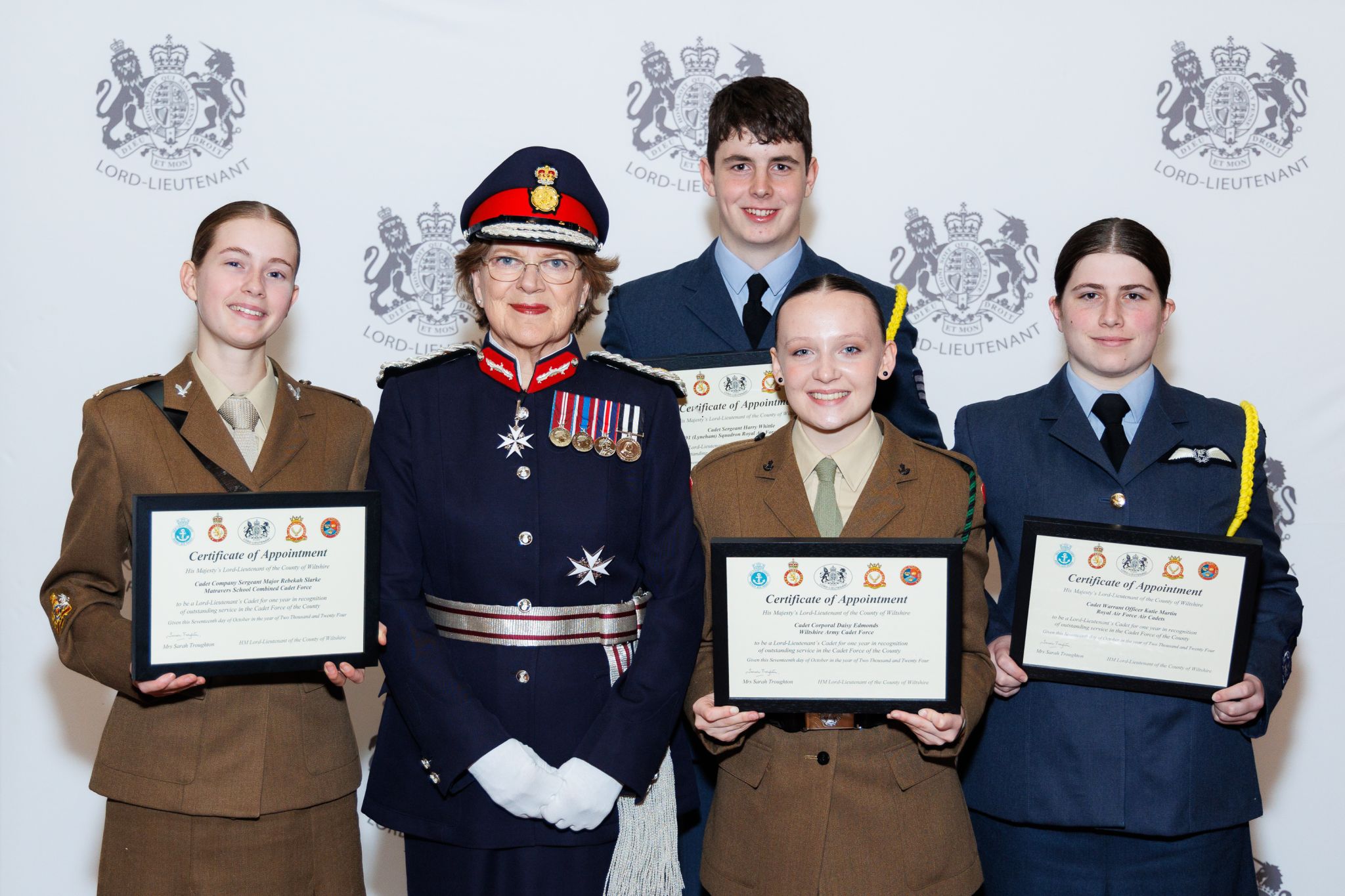 Four Cadets Appointed as Lord Lieutenant’s Cadets for Wiltshire